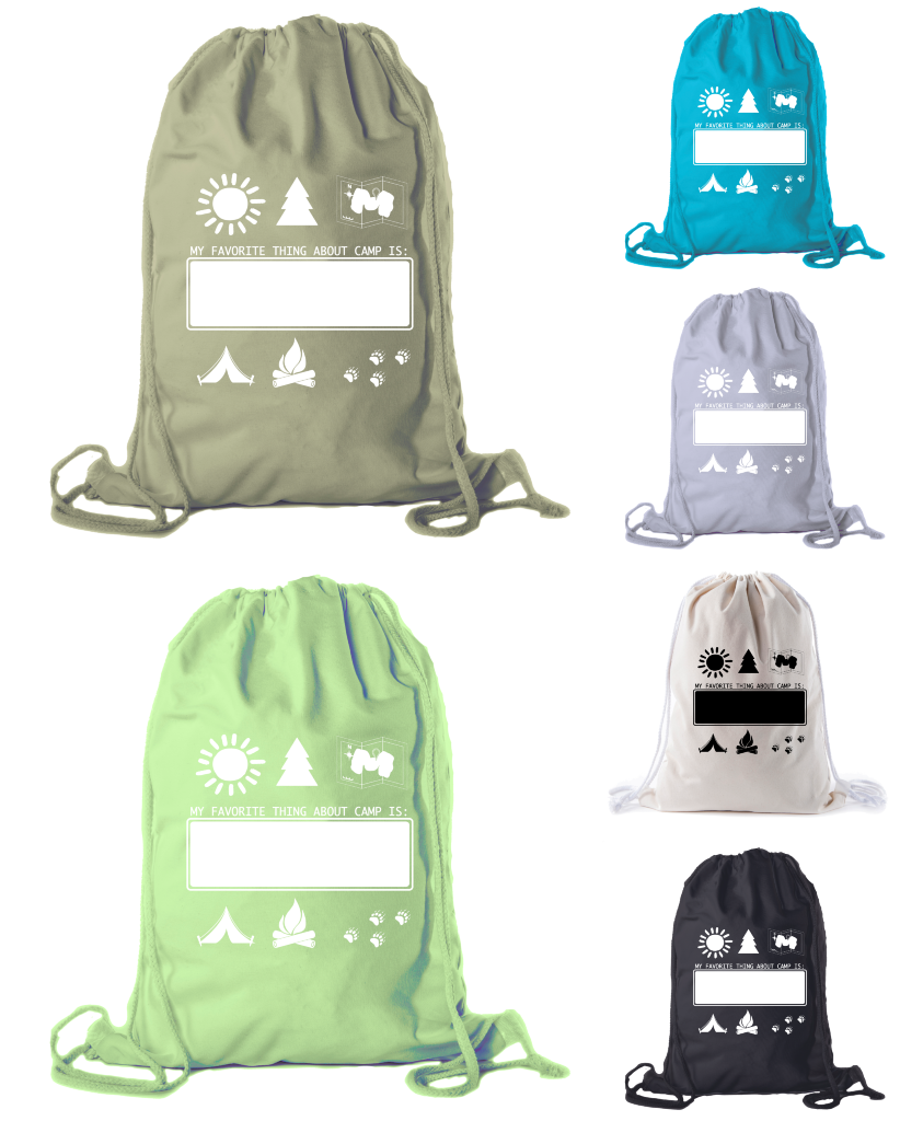 Camping Cotton Drawstring Backpack for Birthday parties and Summer Camp ...